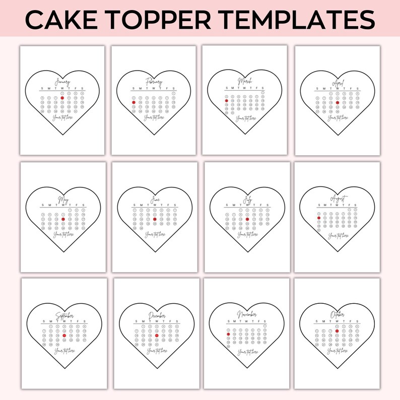 Heart Cake Toppers 2026 Calendar, Burn Away Cake Topper Calendar ...