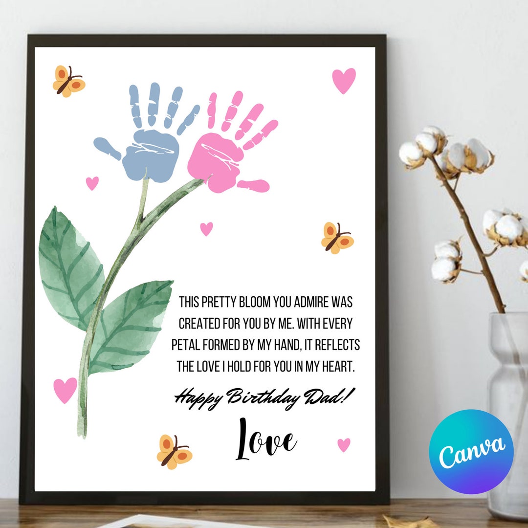 Father's Day Flower Poem Printable Card, Kids' Handprint Keepsake ...