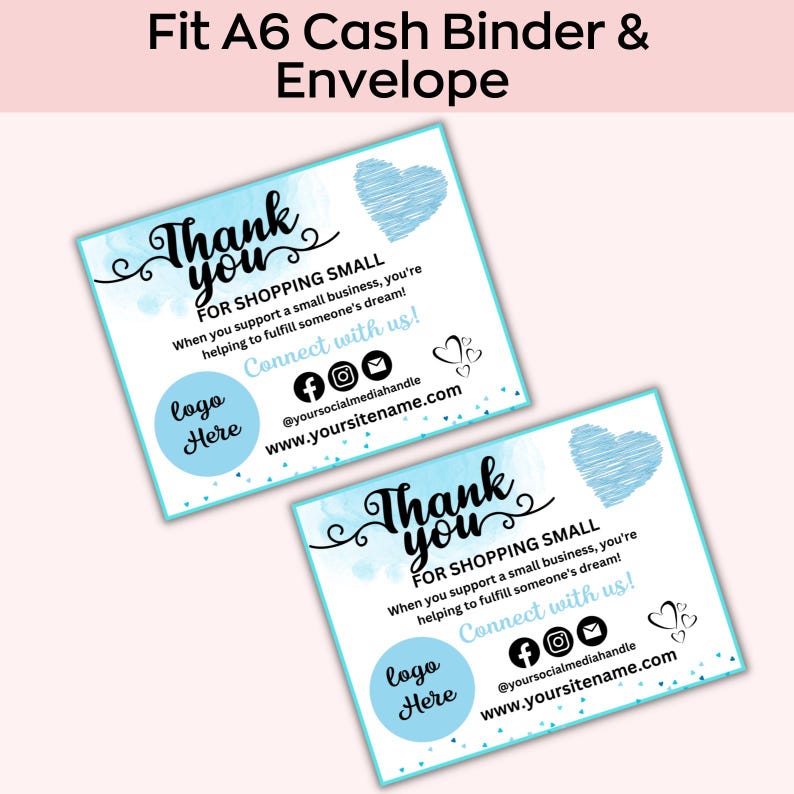 Small Business Thank You Cards, Printable Customer Cards, Custom ...