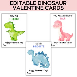 Printable Dinosaur Valentine Cards, Dino Valentine Cards for Kids ...