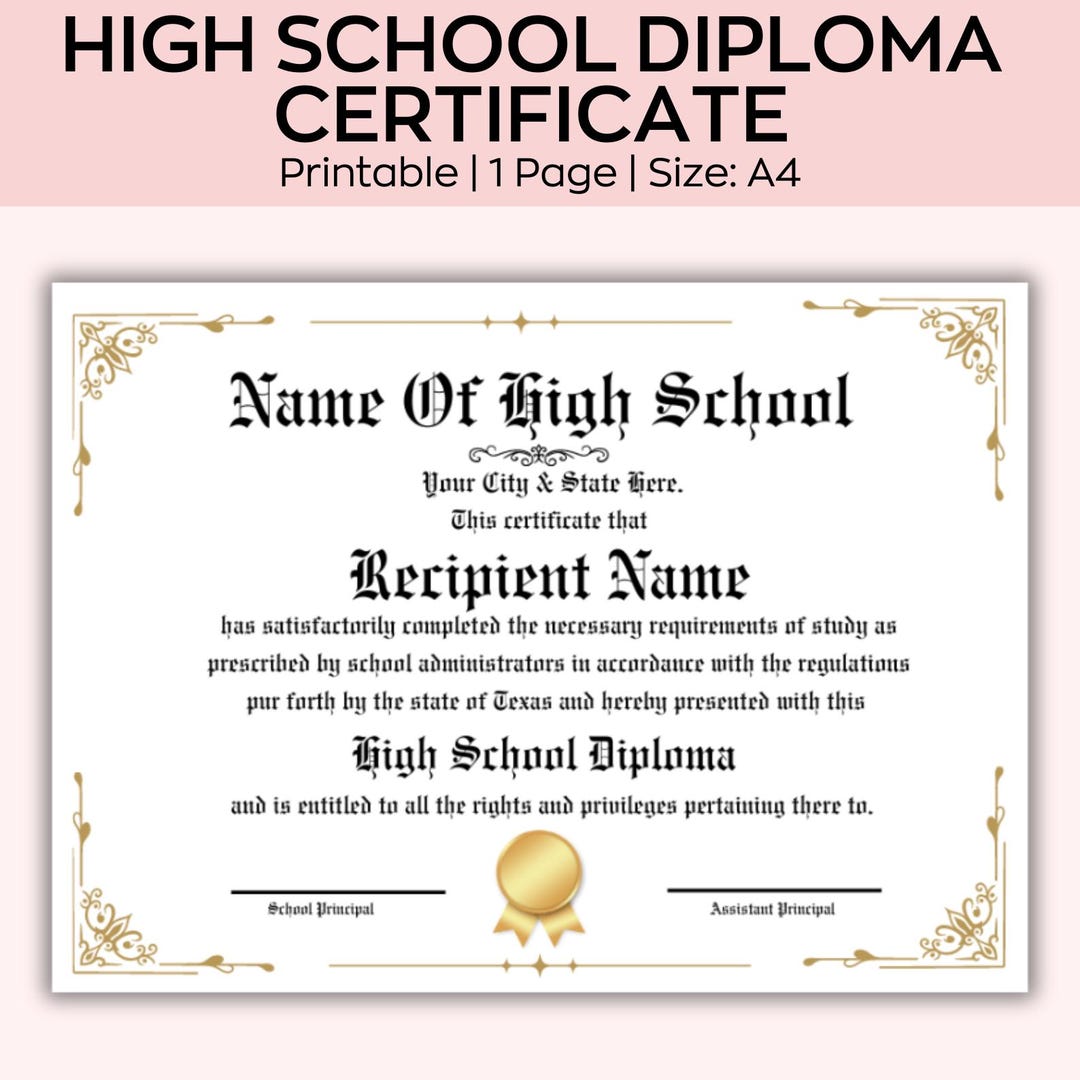 Editable GED Diploma Template, College Degree Certificate, College ...