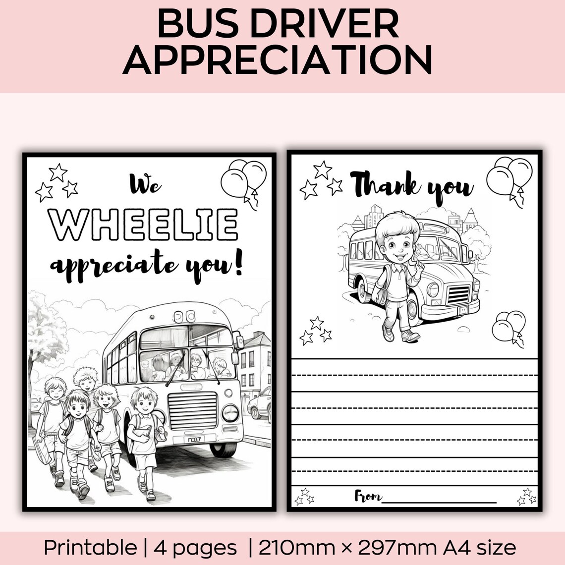 Bus Driver Appreciation, Thank You Letters & Coloring, Wheelie ...