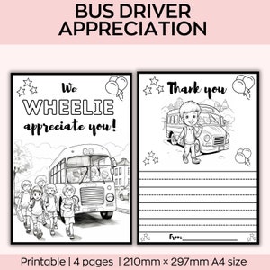 Bus Driver Appreciation, Thank You Letters & Coloring, Wheelie ...