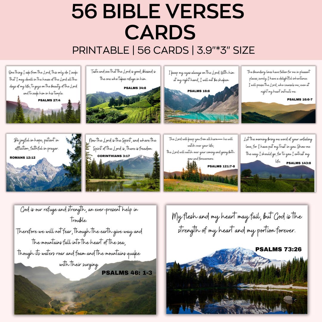 Landscape Bible Verse Cards, Christian Affirmation Cards, Faith-based ...