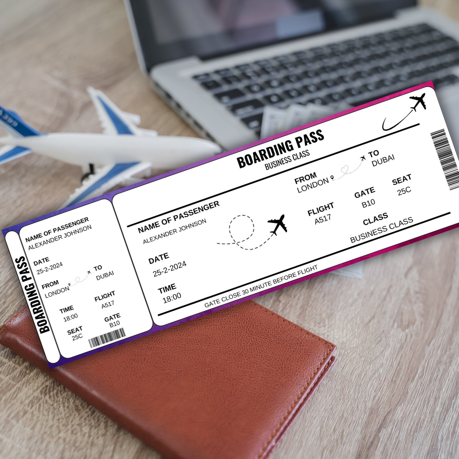 Boarding Pass Canva Template, Editable Boarding Ticket, Custom Airplane ...