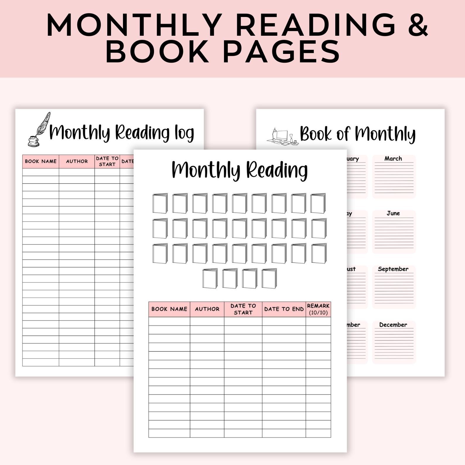Book Reading Planner Bundle, Printable Planner, Reading Book Challenges ...