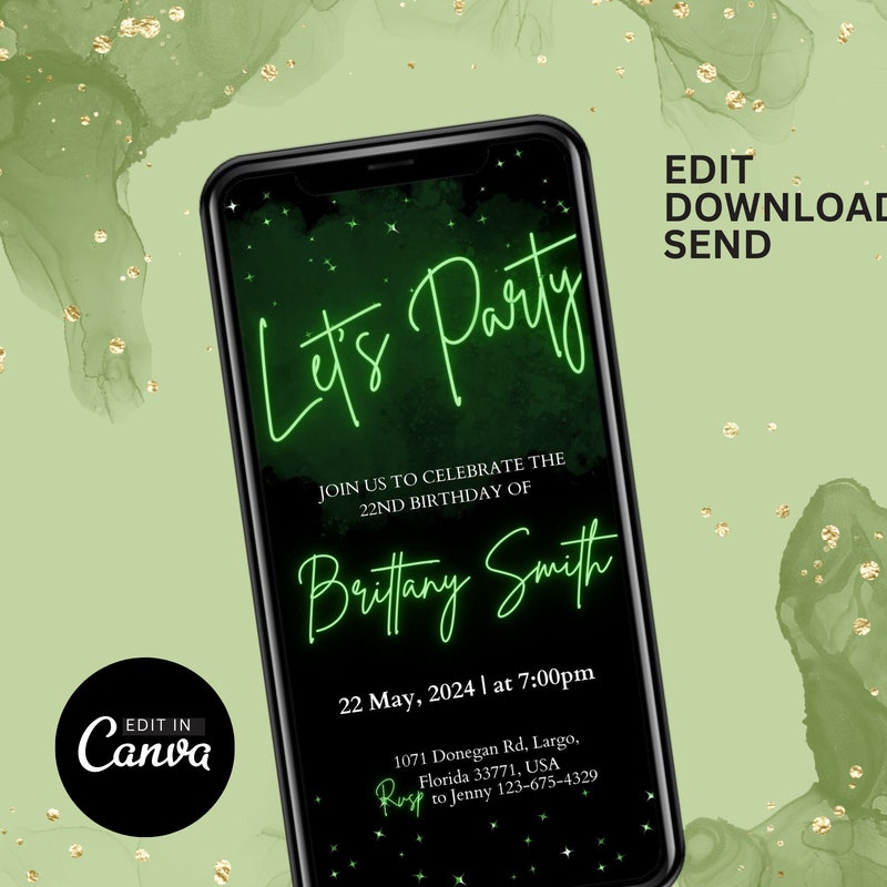 Green Party Invitations - Etsy