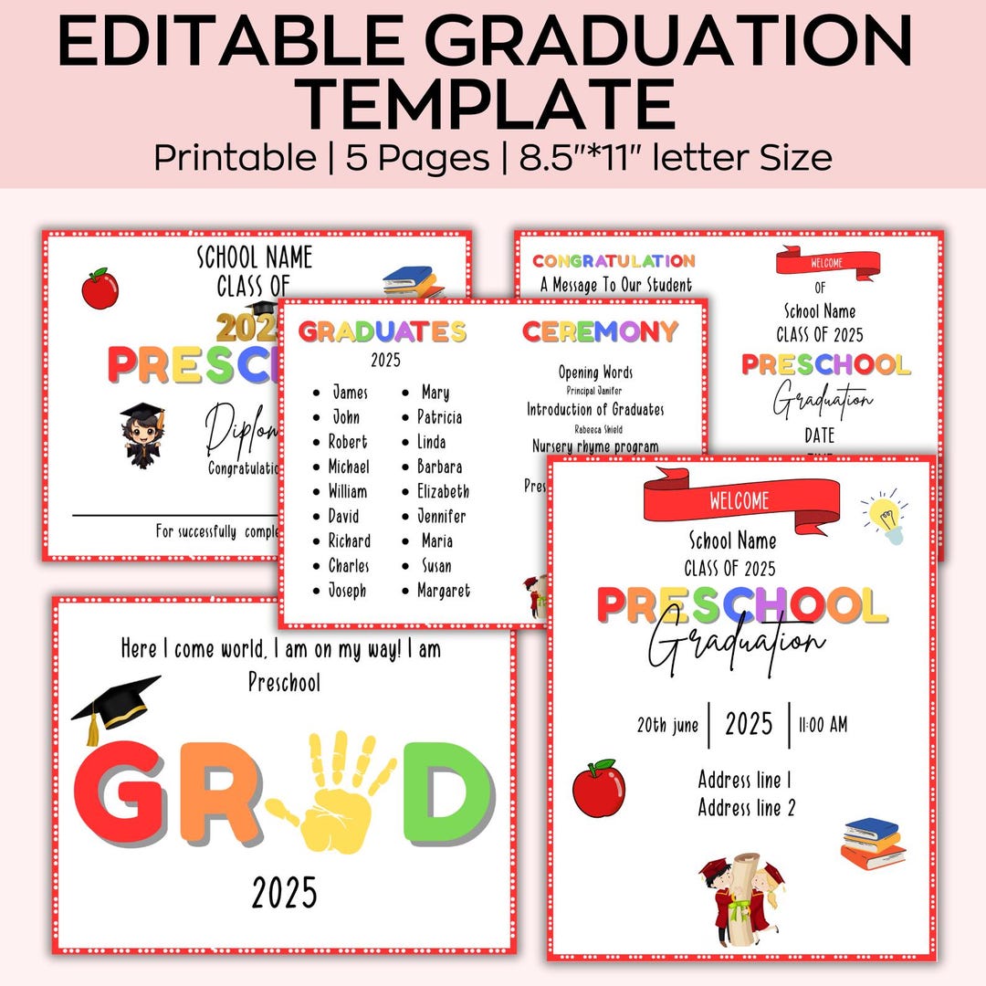 2026 Editable Preschool Graduation Certificate, Preschool Graduation ...