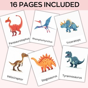 16 Dinosaur Flash Cards, Montessori Cards Printable, Nomenclature Cards ...