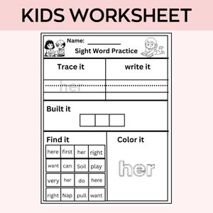 20 Printable Let's Learn Fry 1st TWENTY Sight Words Worksheets ...