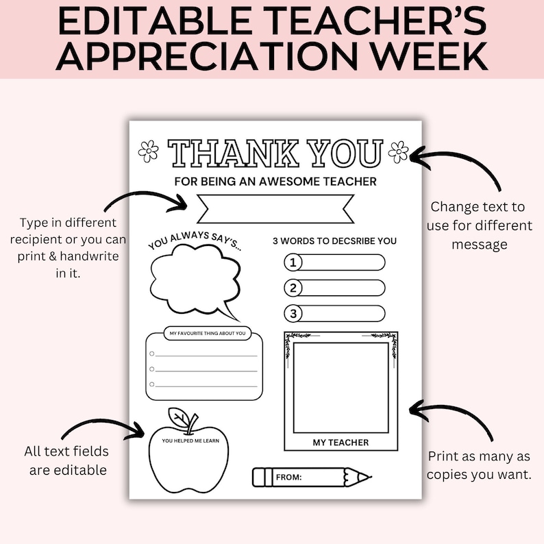 Teacher Appreciation Printable, Teacher Appreciation Gift, Printable ...