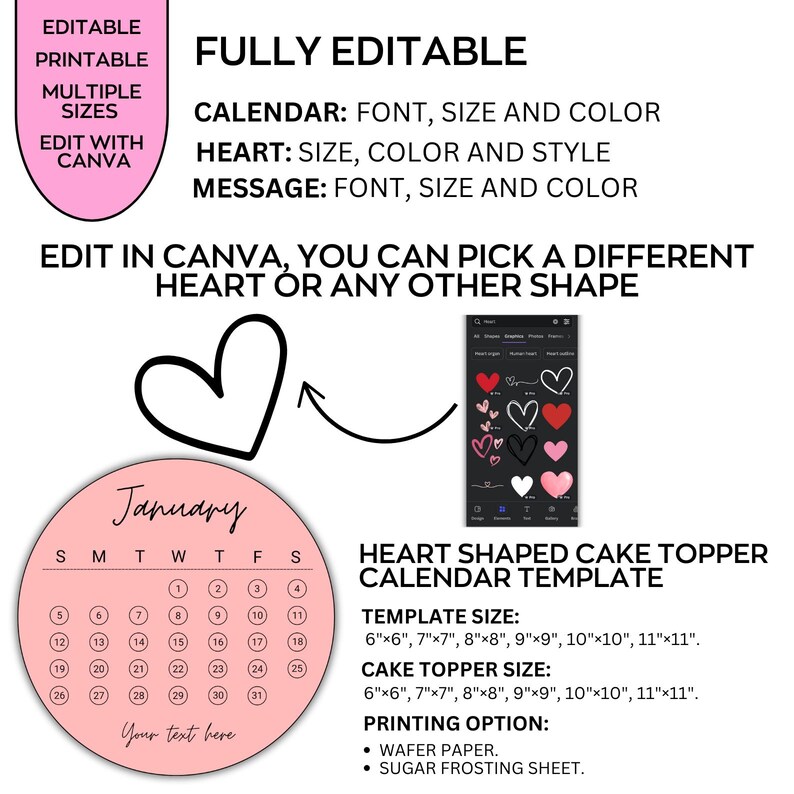 Trending Cake Calendar for Round Cake, Burnaway Cake Calneder, Custom ...
