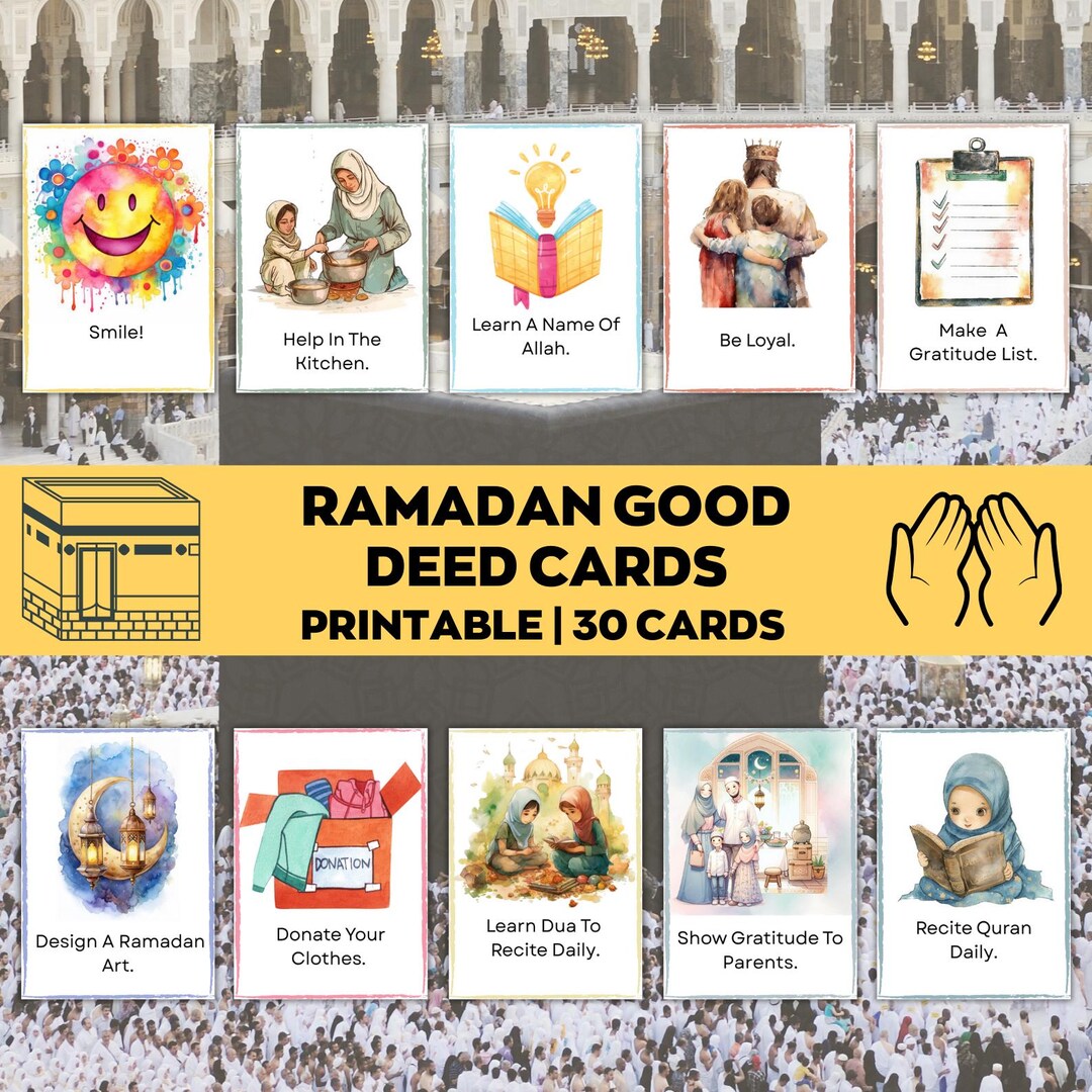 Good Deeds Cards Printable, Ramadan Cards, Ramadan Advent Cards, Kids ...