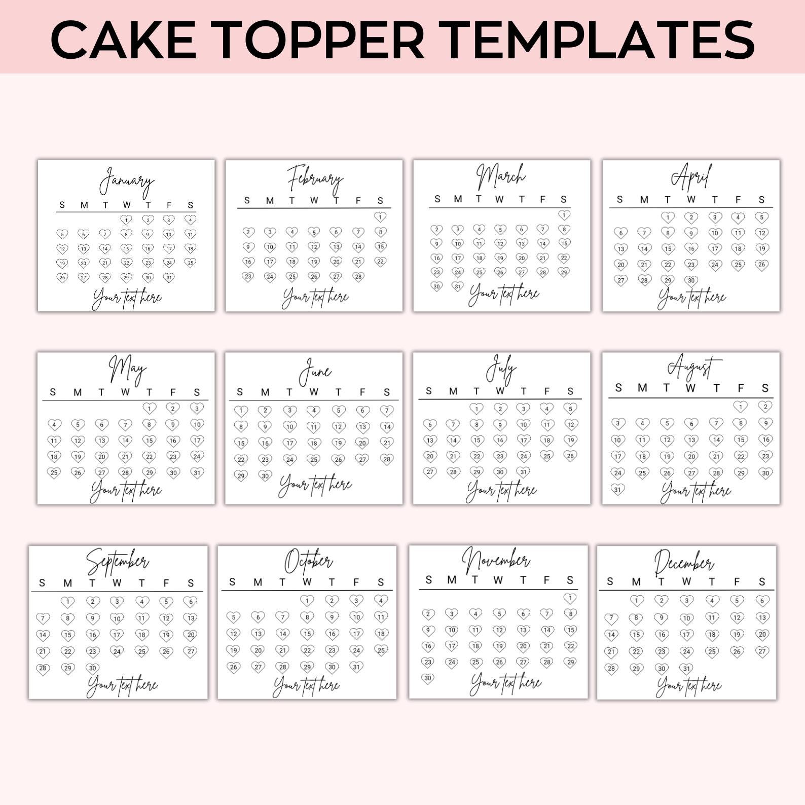 Heart Cake Toppers 2025 Calendar, Burn Away Cake Topper Calendar ...