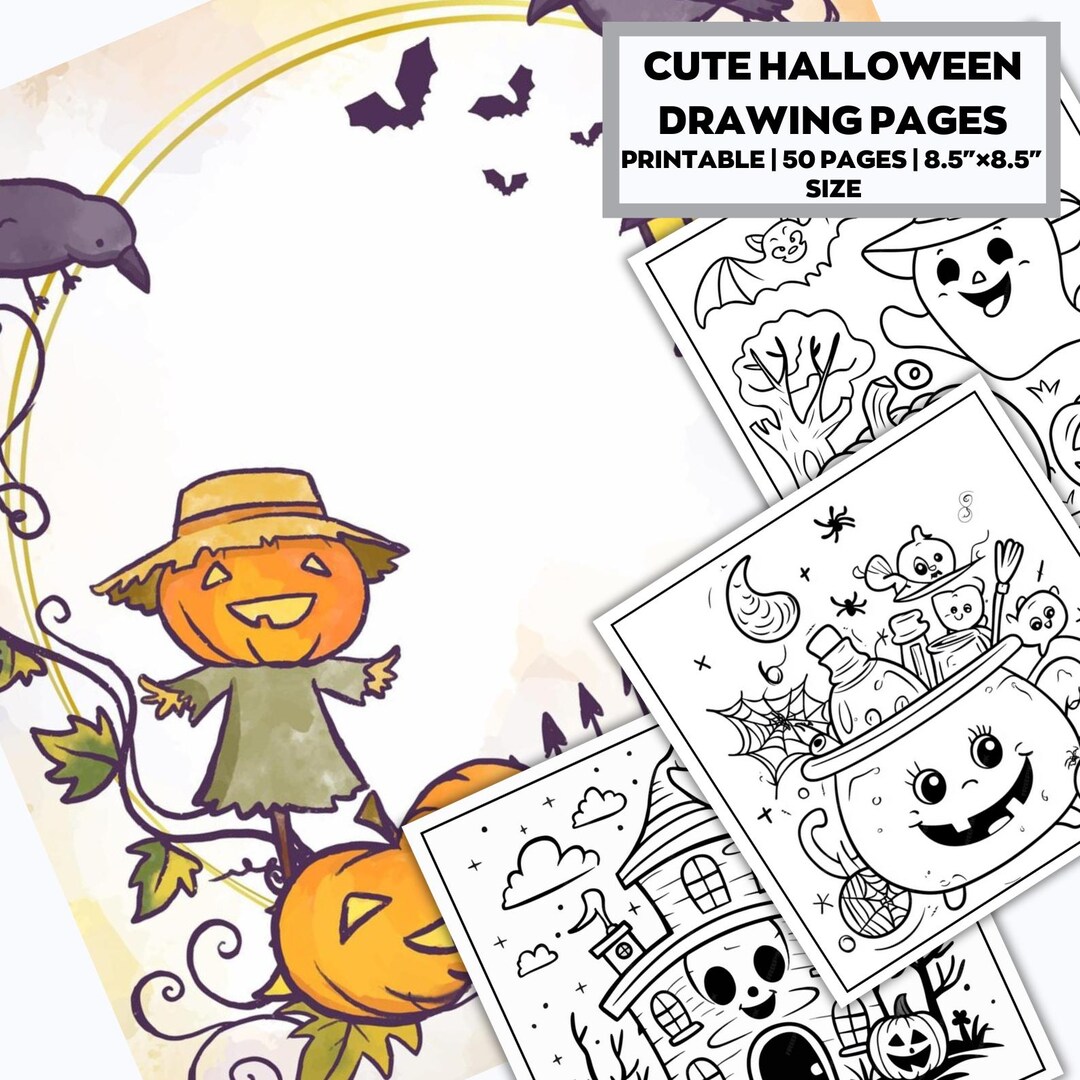 Halloween Coloring Pages, Spooky Vibes Illustrations Kids, Cute Ghosts ...