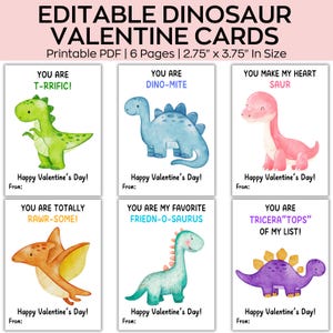 Printable Dinosaur Valentine Cards, Dino Valentine Cards for Kids ...