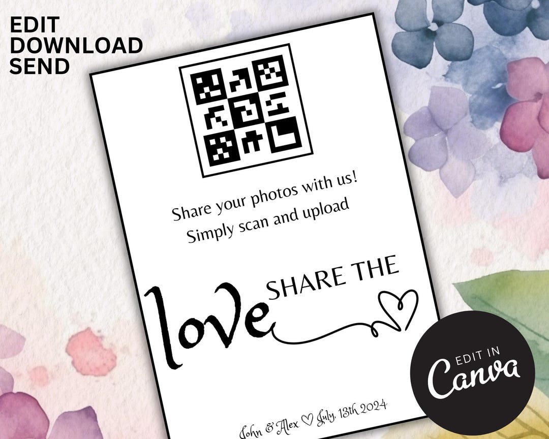 Capture the Love Wedding QR Code Sign, Simple Wedding Photo Scan and ...