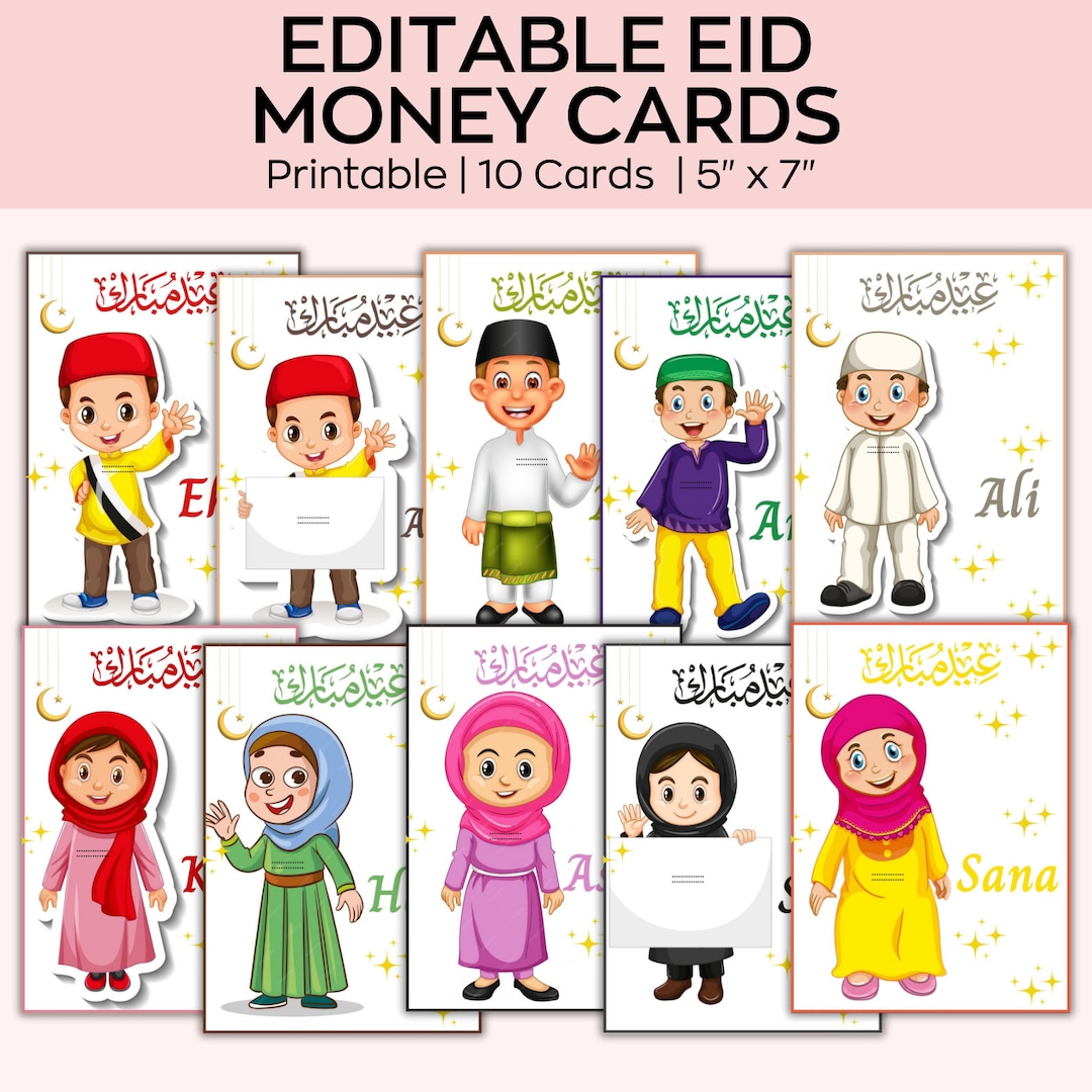 Eid Money Card, 10 Different Designs, Eid Gift for Kids , Eid Money ...