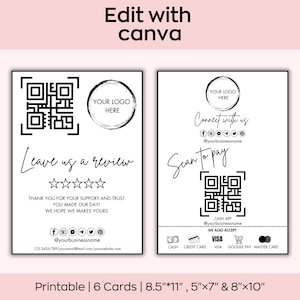 QR Code Sign for Small Business, Canva Template Editable, Price List ...