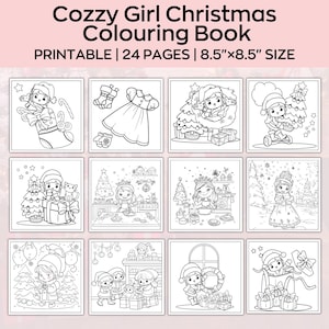 Christmas Coloring Pages, Cozy Girl Christmas Coloring Pages, Coloring ...