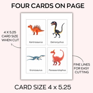 16 Dinosaur Flash Cards, Montessori Cards Printable, Nomenclature Cards ...
