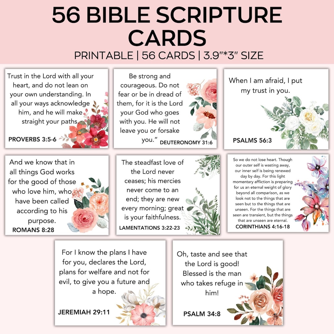 56 Bible Scripture Cards ,encouragement Bible Verse,bible Verse Cards ...