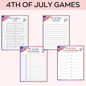 Printable 4th of July Games, Independence Day Games, 4th of July Picnic ...