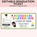Preschool Graduation Ceremony Ticket Editable Template, Class Grad ...