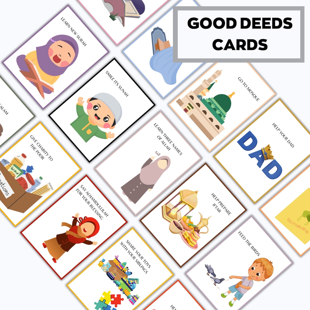 Good Deeds Cards Printable, Ramadan Cards, Ramadan Advent Cards, Kids ...