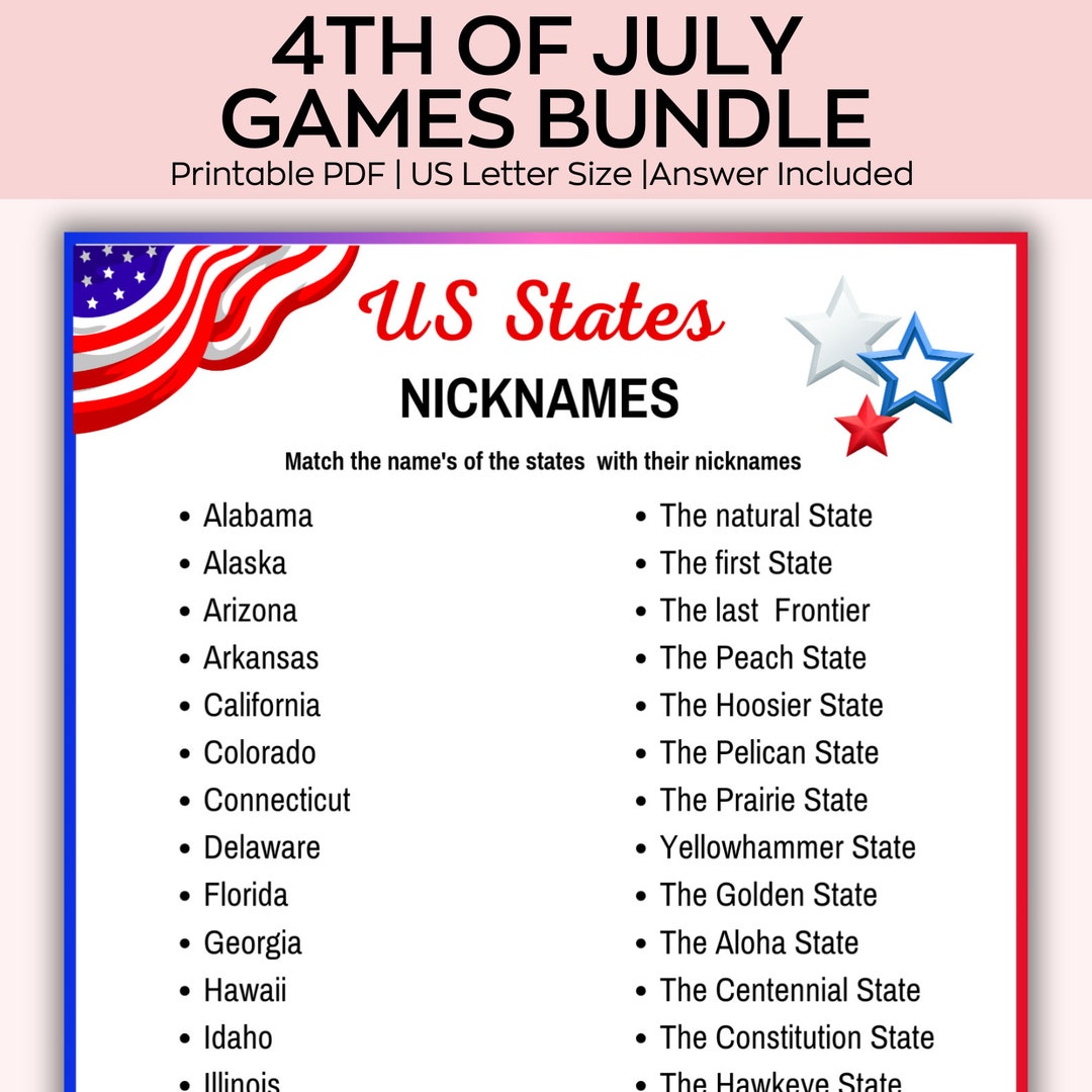Printable 4th of July Games, Independence Day Games, 4th of July Picnic ...