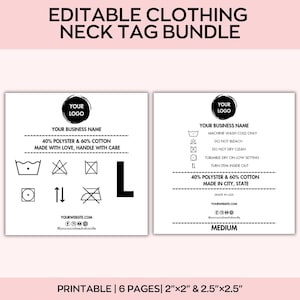 Editable Clothing Tag Canva Template Bundle, Custom Clothing Tags ...