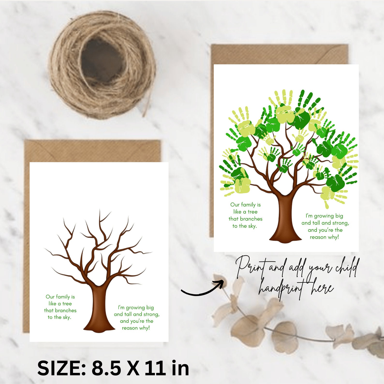 Mother's / Father's Day Tree Printable, Kids' Handprint Keepsake ...