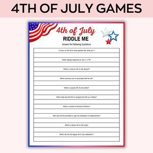 Printable 4th of July Games, Independence Day Games, 4th of July Picnic ...