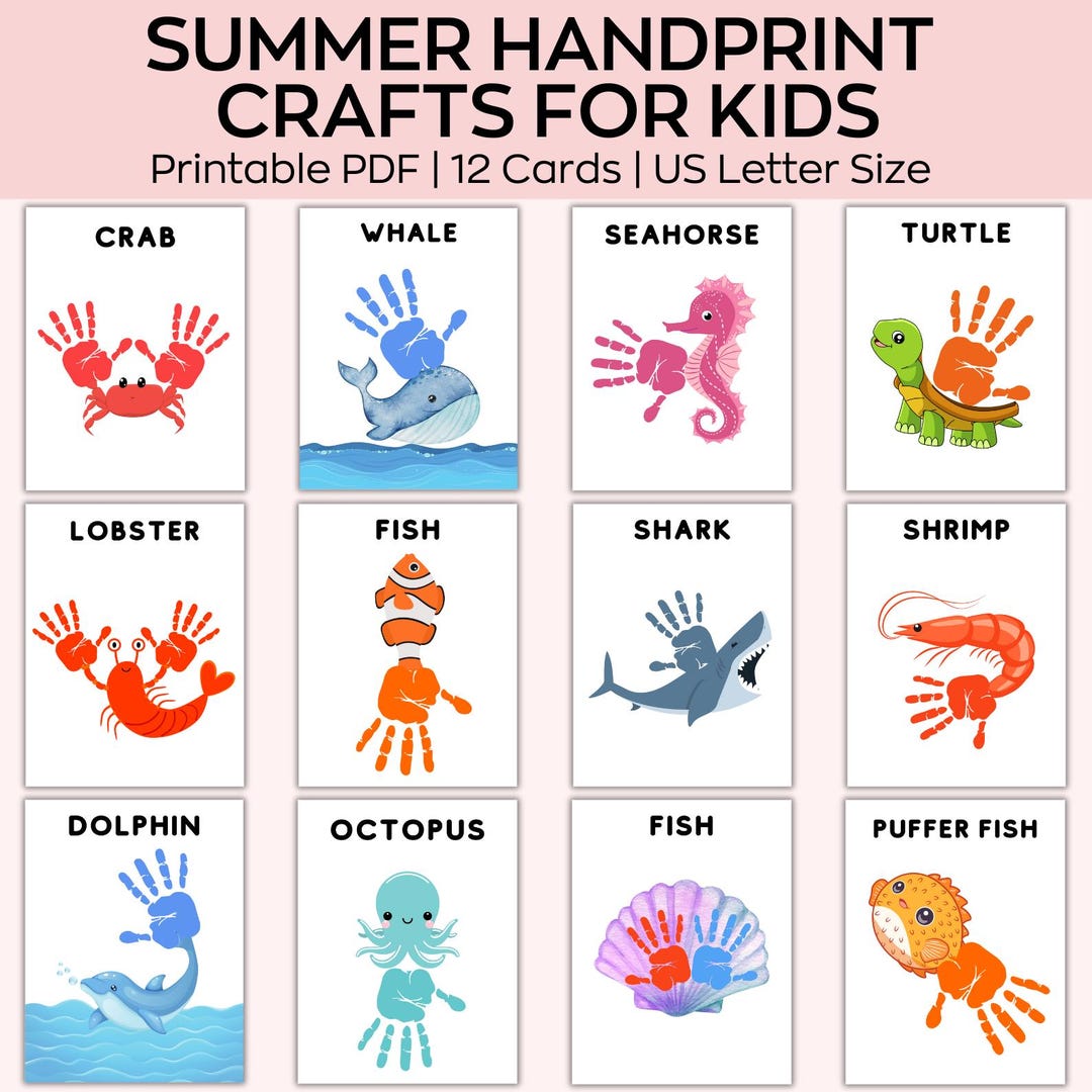Sea Animals Handprint Art Bundle, Summer Handprint, Classroom Nursery ...