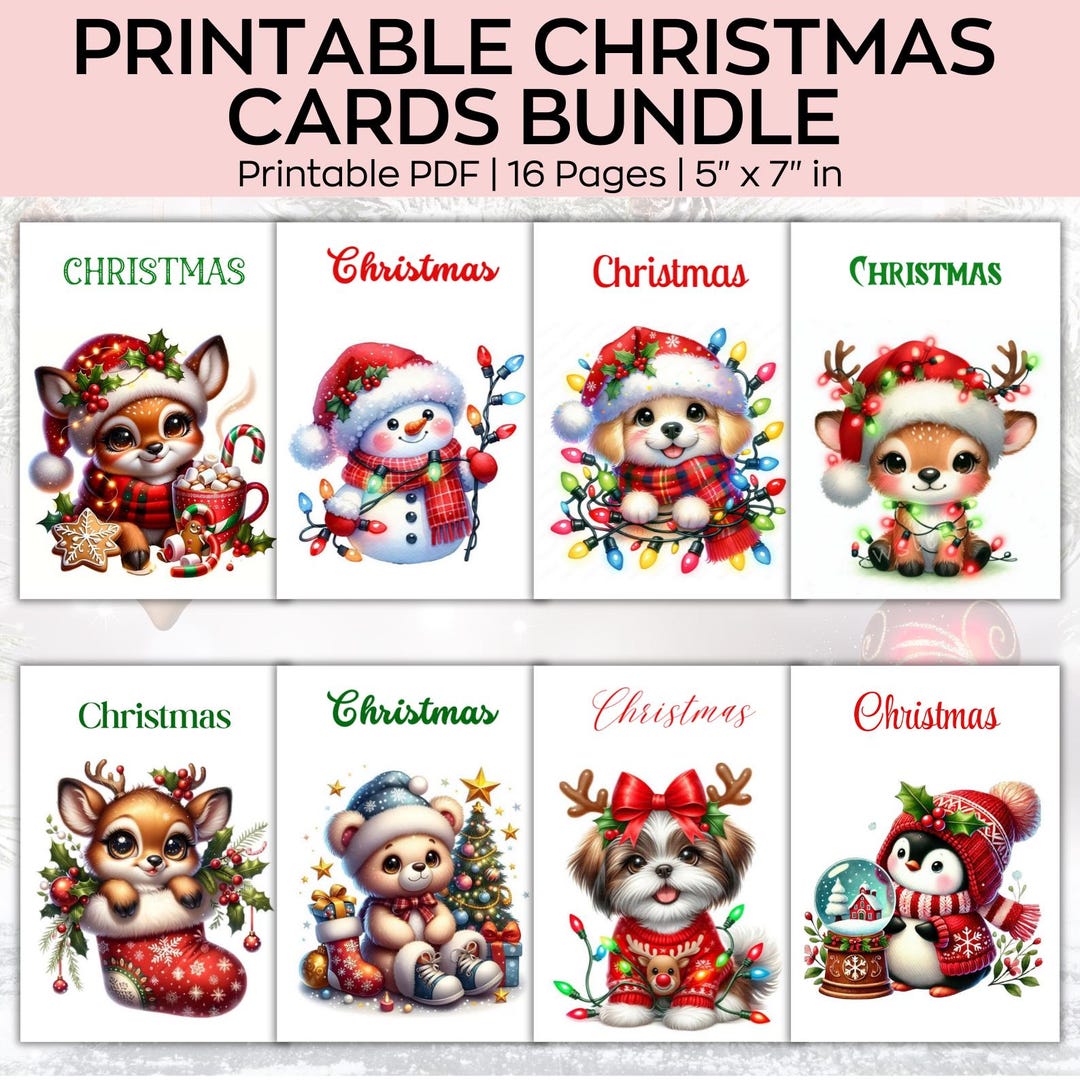 Christmas Cards Set of 16 Pages, Christmas Cards Making Kit, Flash ...