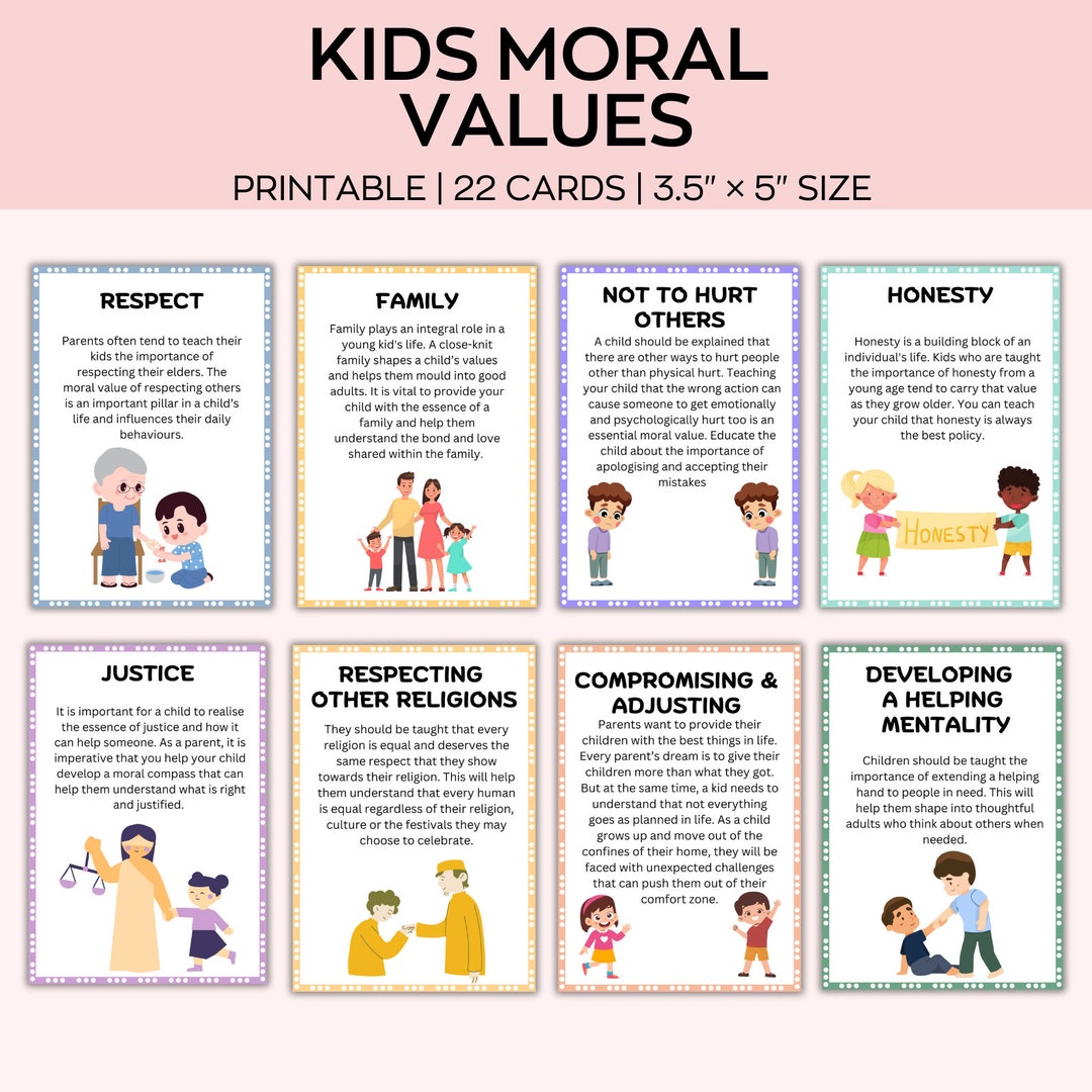 Kids Moral Values Flashcards, Acceptance and Commitment Therapy ...