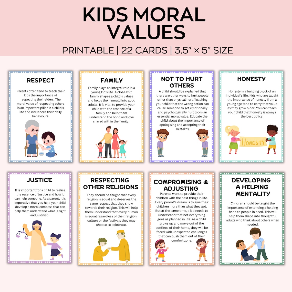 Kids Moral Values Flashcards, Acceptance and Commitment Therapy ...
