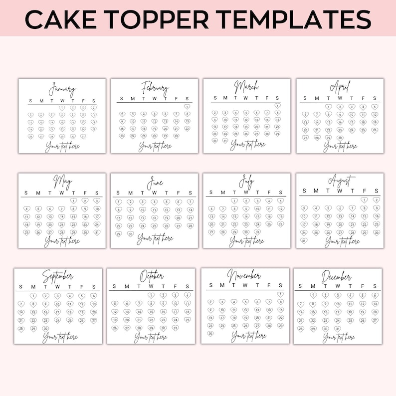Heart Cake Toppers 2025 Calendar, Burn Away Cake Topper Calendar ...