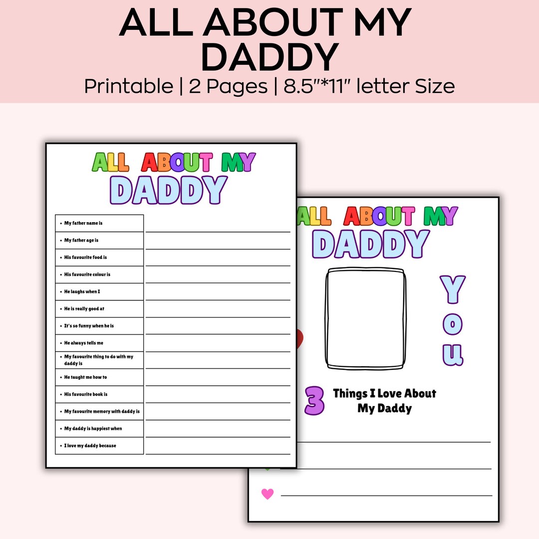All About My Dad Printable, DIY Fathers Day Coloring Card Worksheet ...