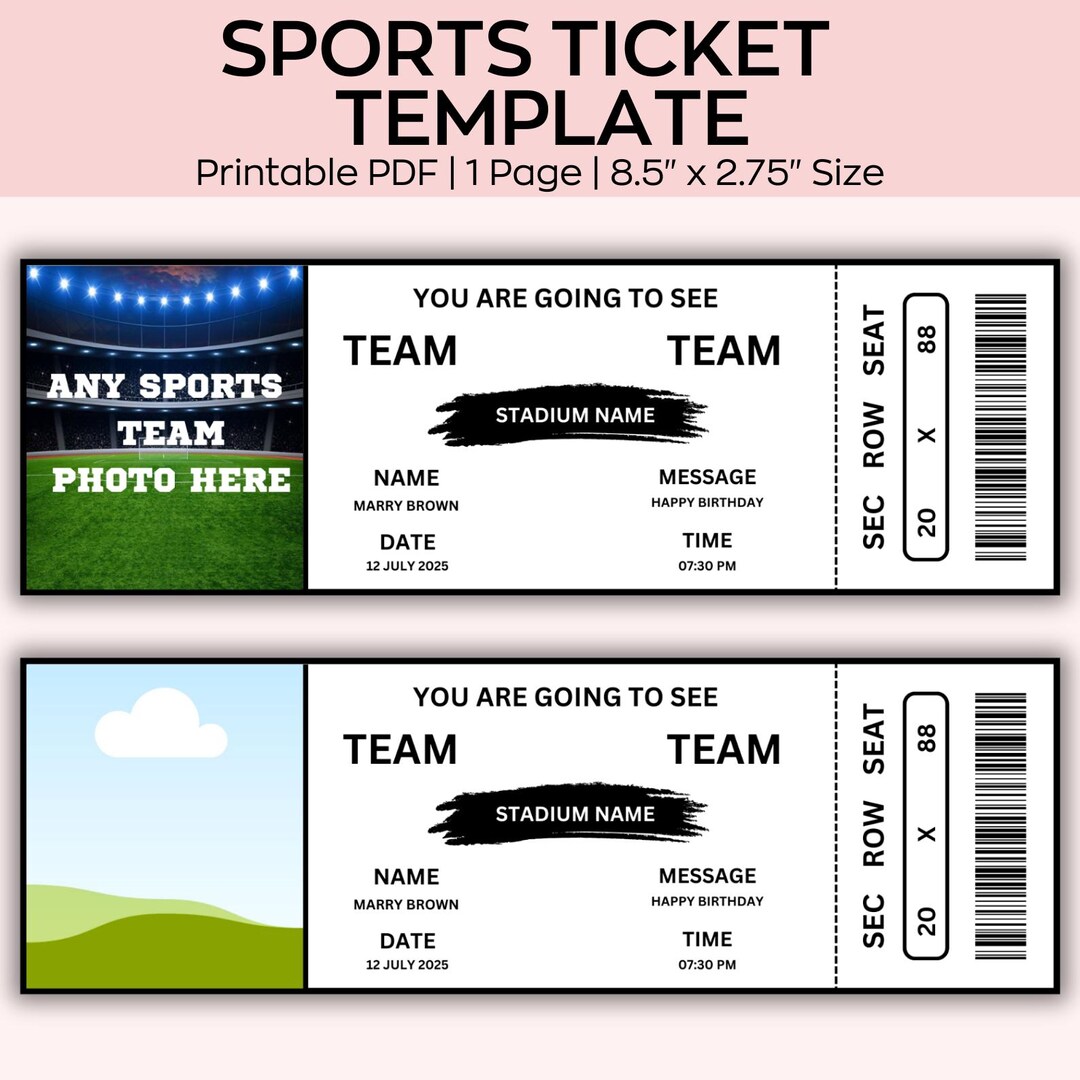 Editable Football Ticket, Football Game Ticket Gift, Way to Gift ...