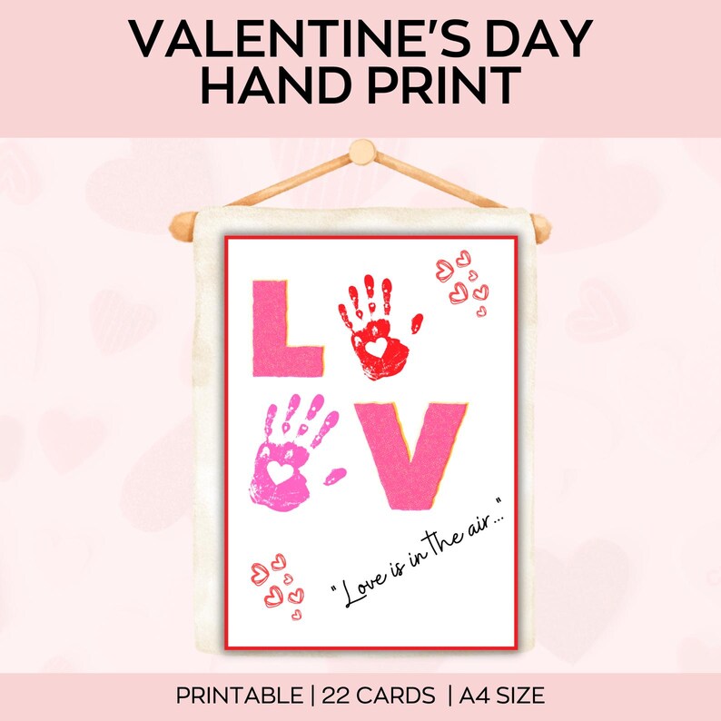 Valentine Handprint Craft Printable Bundle, Valentine Day Handprint ...