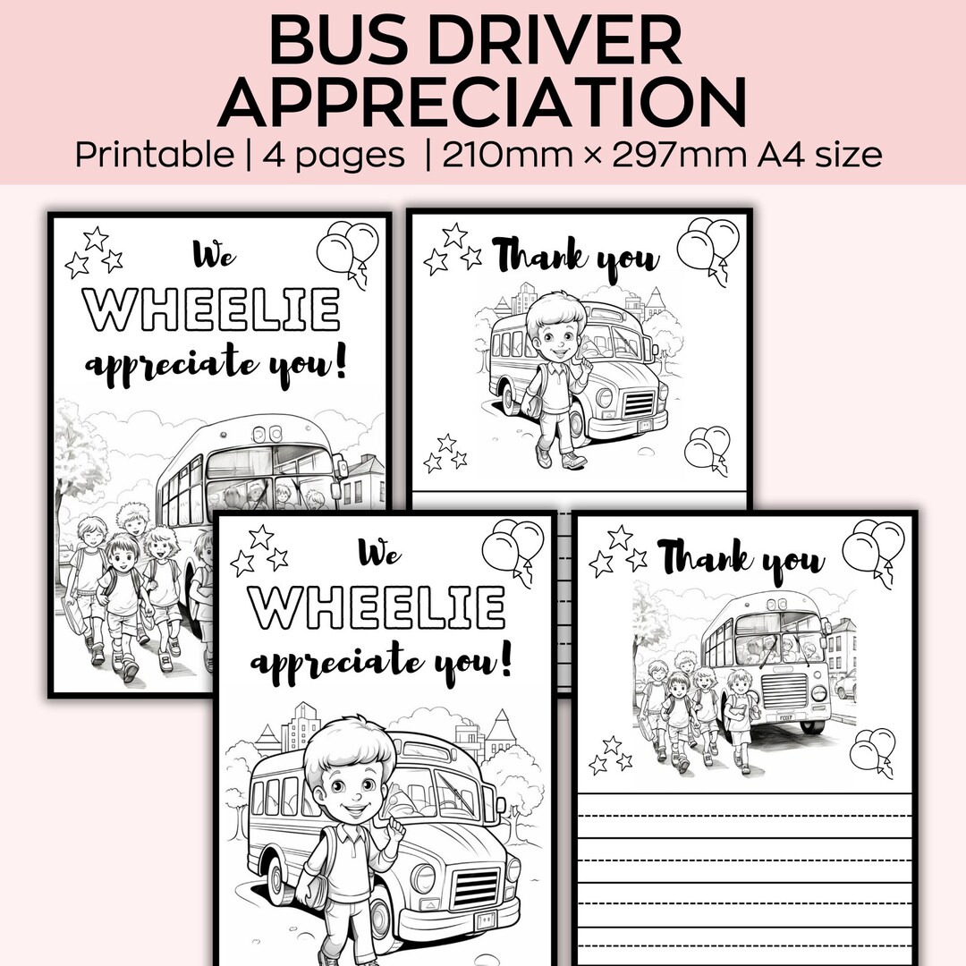 Bus Driver Appreciation, Thank You Letters & Coloring, Wheelie ...