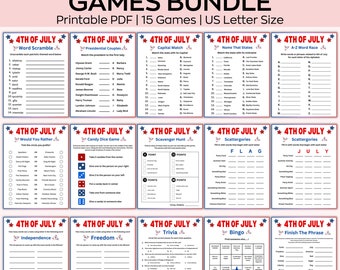 Printable 4th of July Games, Independence Day Games, 4th of July Party ...