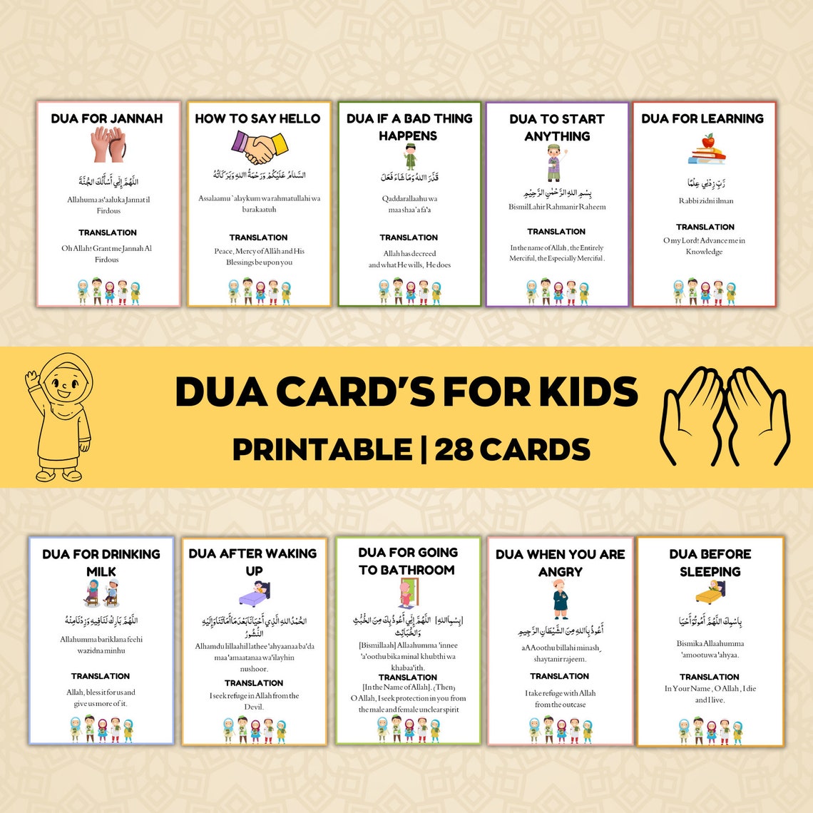 Kids Dua Cards, Islamic Kids Printables, Duas for Kids, Children Dua ...