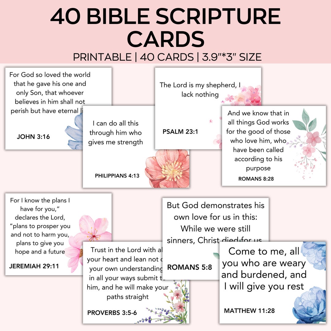 40 Bible Scripture Cards ,encouragement Bible Verse, Bible Verse Cards ...