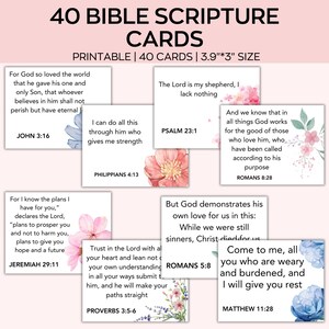 40 Bible Scripture Cards ,encouragement Bible Verse, Bible Verse Cards, Bible Study Printable ...