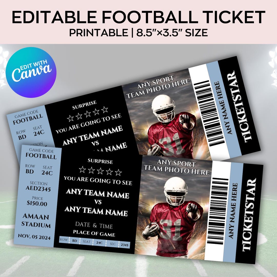 Custom Football Tickets, NFL Tickets, Football Tickets, Event Ticket ...
