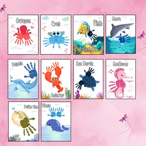 Sea Animals Handprint Art Bundle, Summer Handprint, Classroom Nursery ...