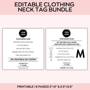 Editable Clothing Tag Canva Template Bundle, Custom Clothing Tags ...