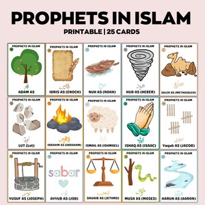 Prophets in the Quran & Islam,islamic Printable and Digital Cards ...